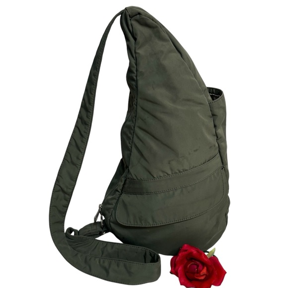 Ameribag | Bags | Vtg Ameribag Healthy Back Bag Nylon Hobo Crossbody Army Green Organizer | Poshmark